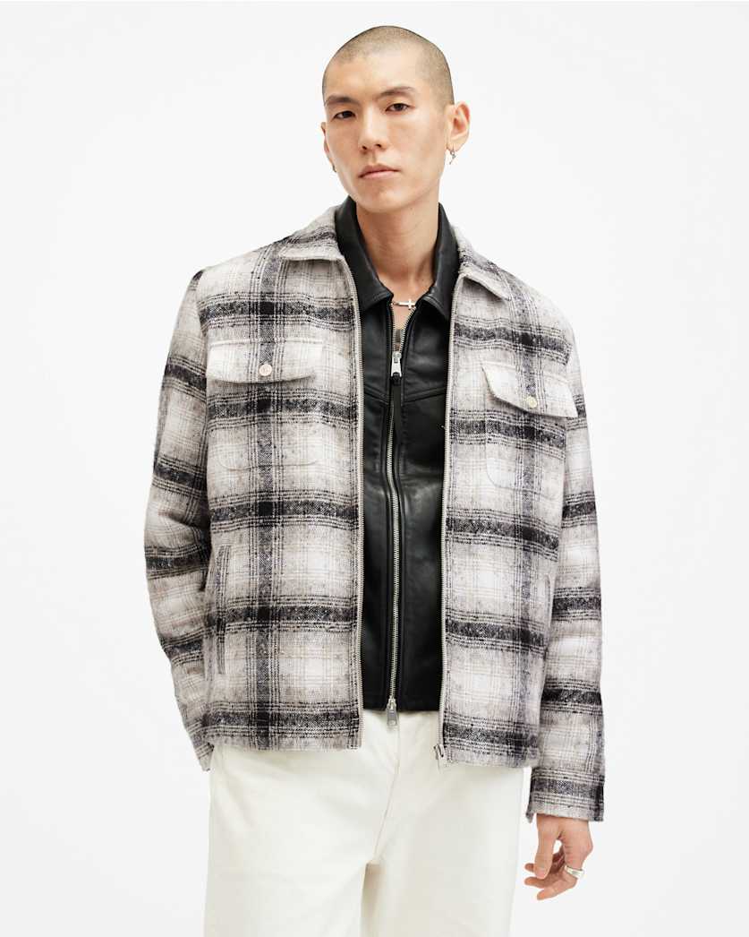 Banshee Textured Checked Jacket BAKER WHITE | ALLSAINTS